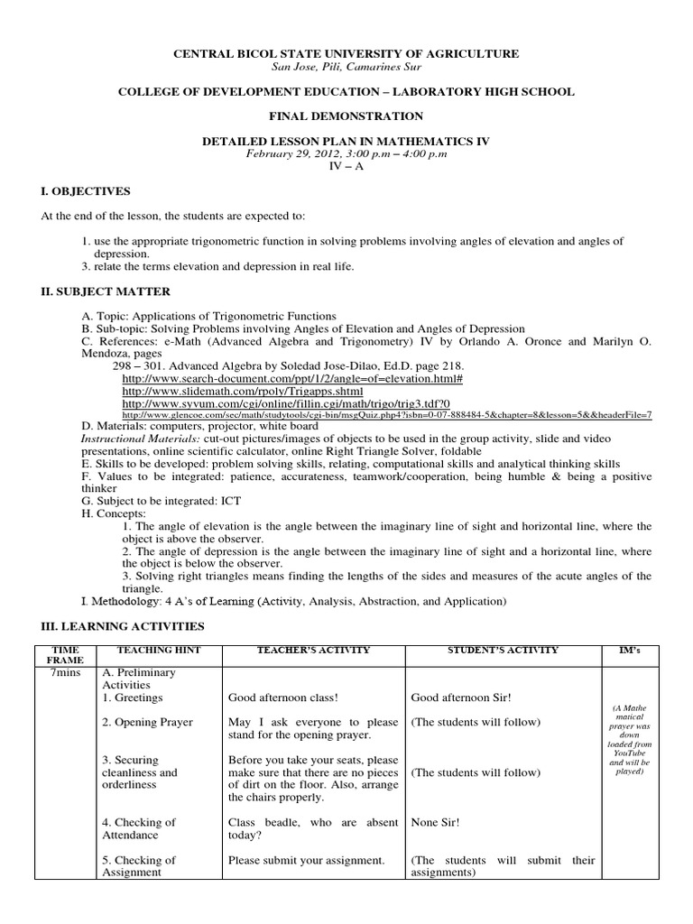 Detailed Lesson Plan - Final Demonstration Teaching | PDF ...