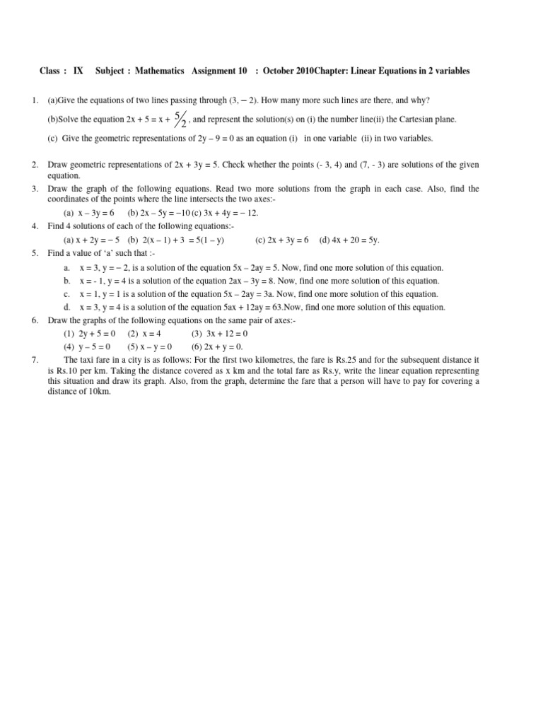 CBSE Class 9 Mathematics Worksheet | PDF