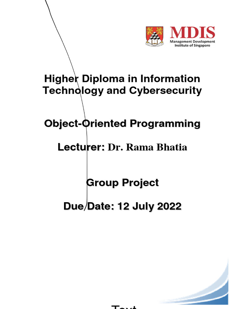 OOP Group Project | PDF | Plagiarism | Method (Computer Programming)