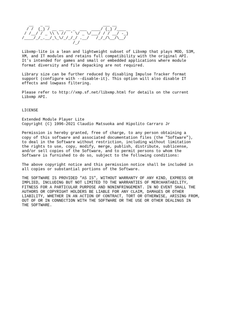 License Libxmp-Lite | PDF