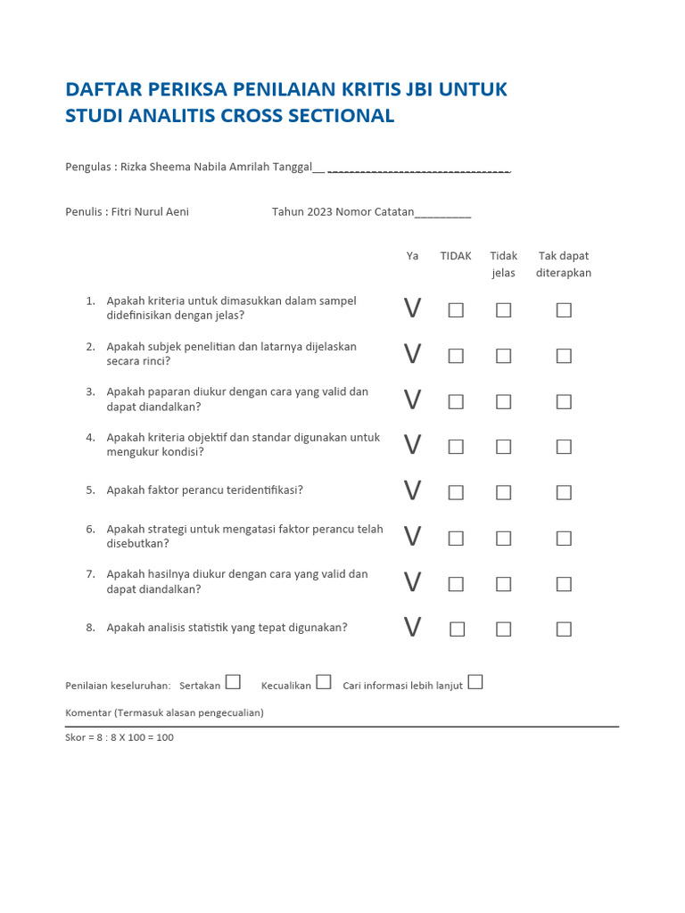 Indonesia_Checklist_for_Analytical_Cross_Sectional_Studies (1) | PDF