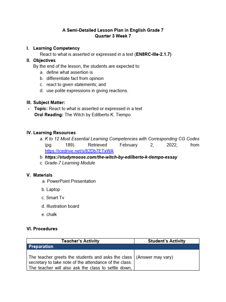 GRADE-7 Quarter 3 Week 7 | PDF | Learning | Teachers