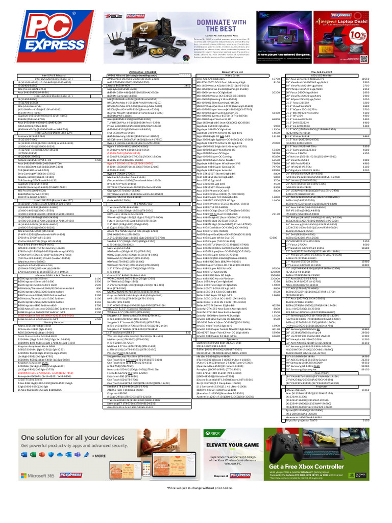 PC Express Price List February 2024 | PDF | Computing | Computer Hardware
