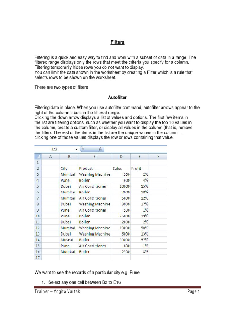 Filters For Excel MS | PDF | Dialog Box | Computing