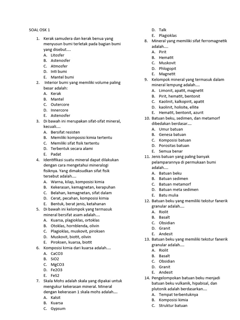 SOAL OSK 1 (Print) | PDF