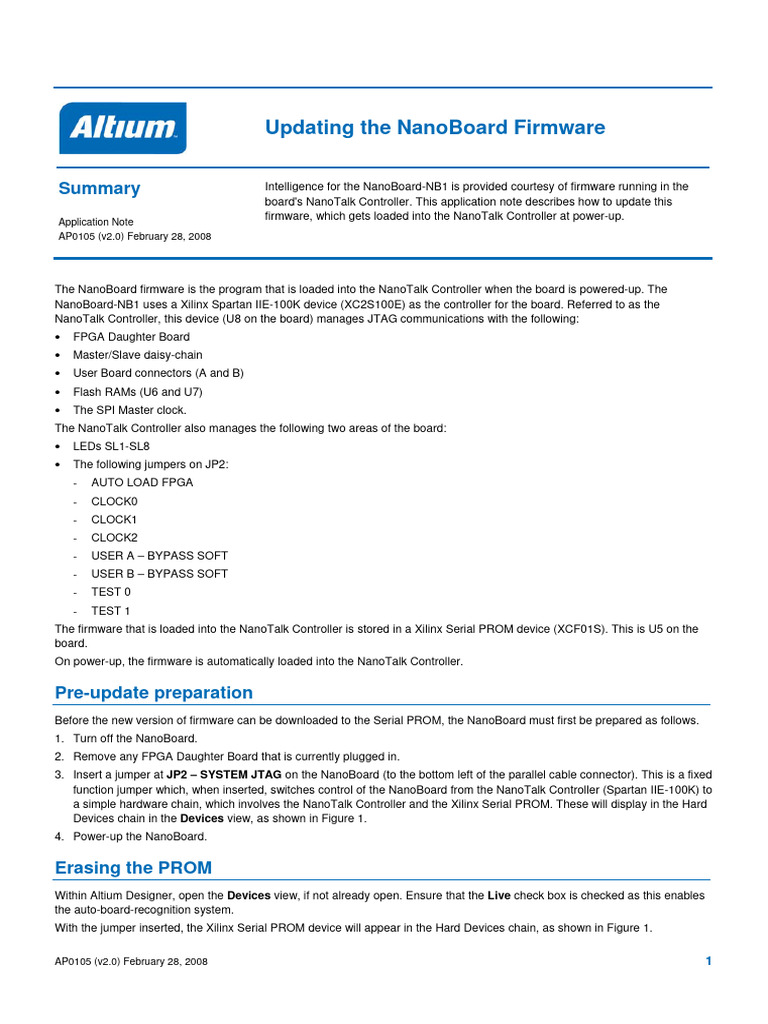 AP0105 Updating The NanoBoard Firmware | PDF | Field Programmable Gate ...