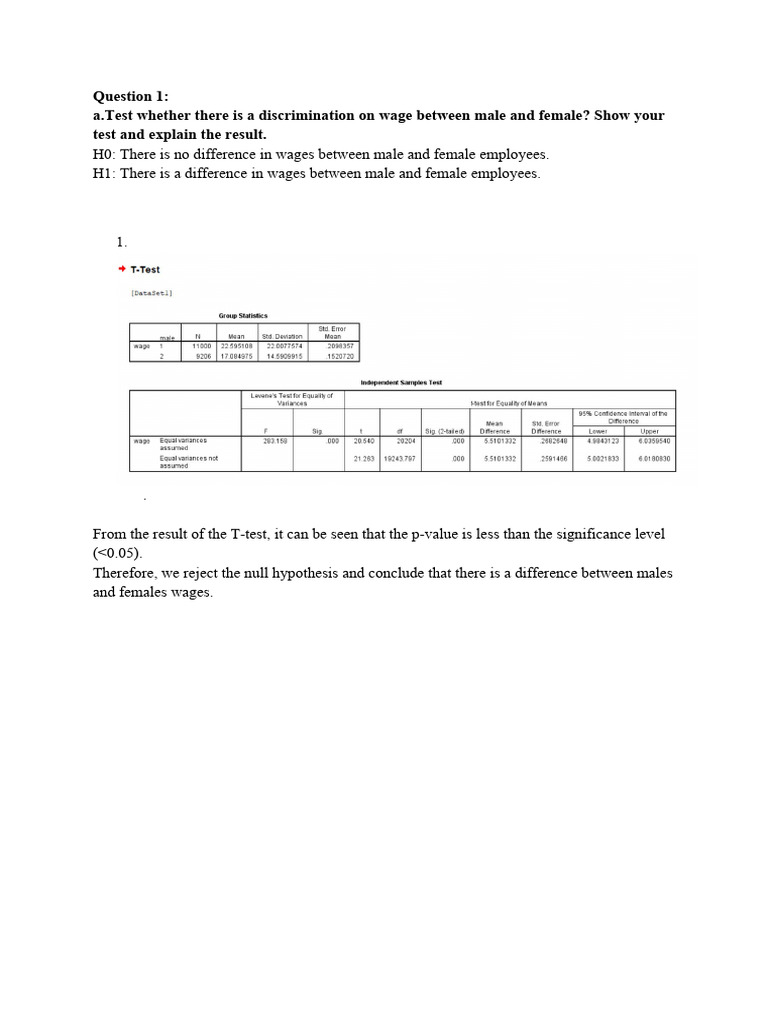 Wage Discrimination Analysis by Gender and Race | PDF | Statistical ...