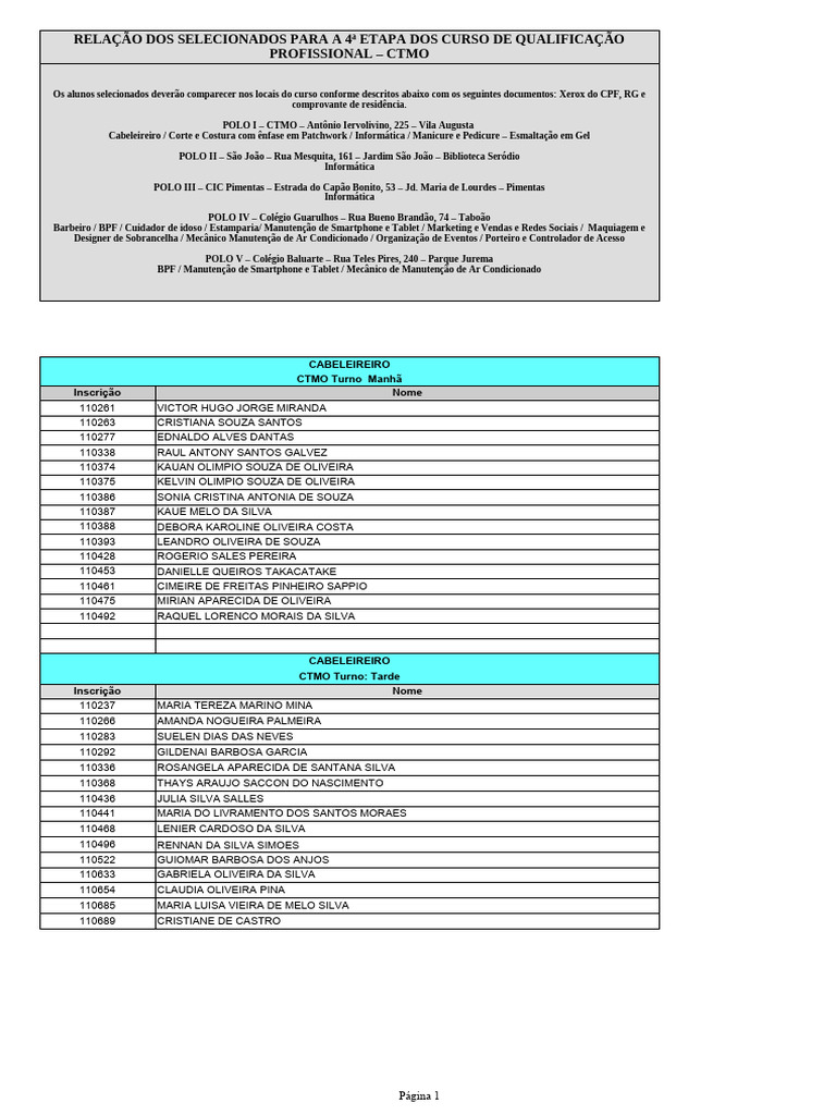 Planilha Ctmo 4 Etapa | PDF