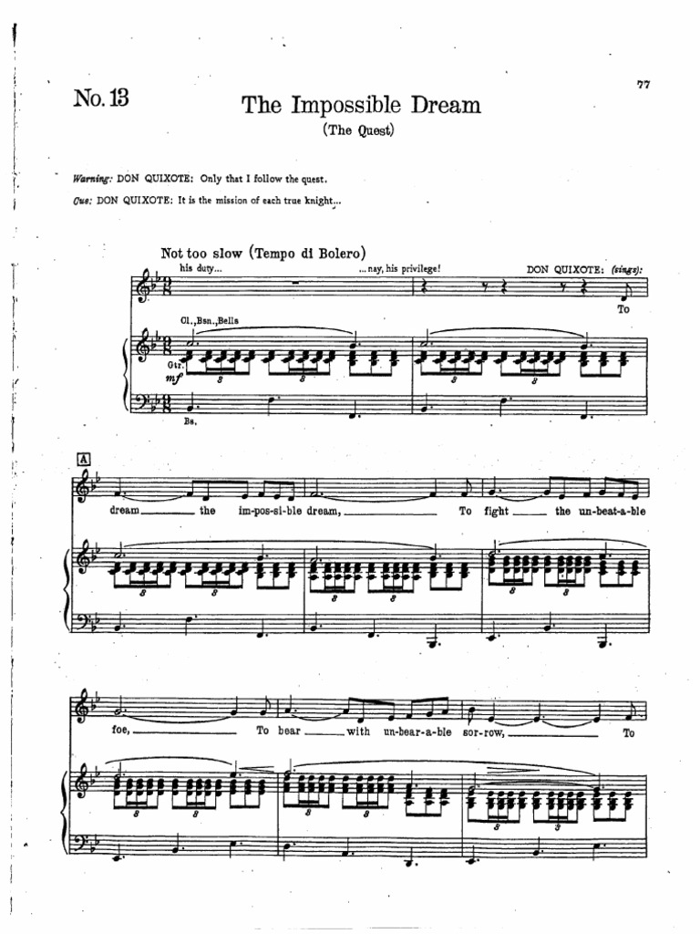 Man of La Mancha - Piano-Conductor Score | PDF
