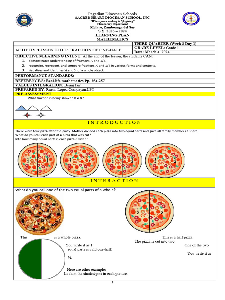 Grade 1 Math: Understanding Fractions | PDF | Learning | Mathematics
