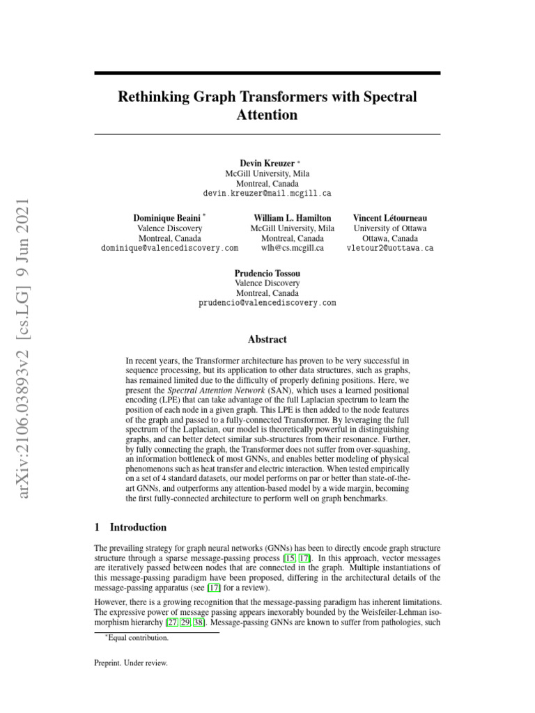 2106 - Rethinking Graph Transformers With Spectral Attention | PDF | Eigenvalues And ...