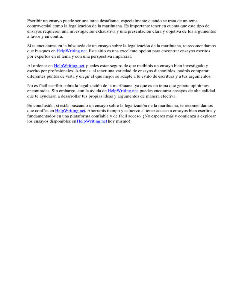 Ensayos Sobre La Legalización De La Marihuana Pdf Ensayos