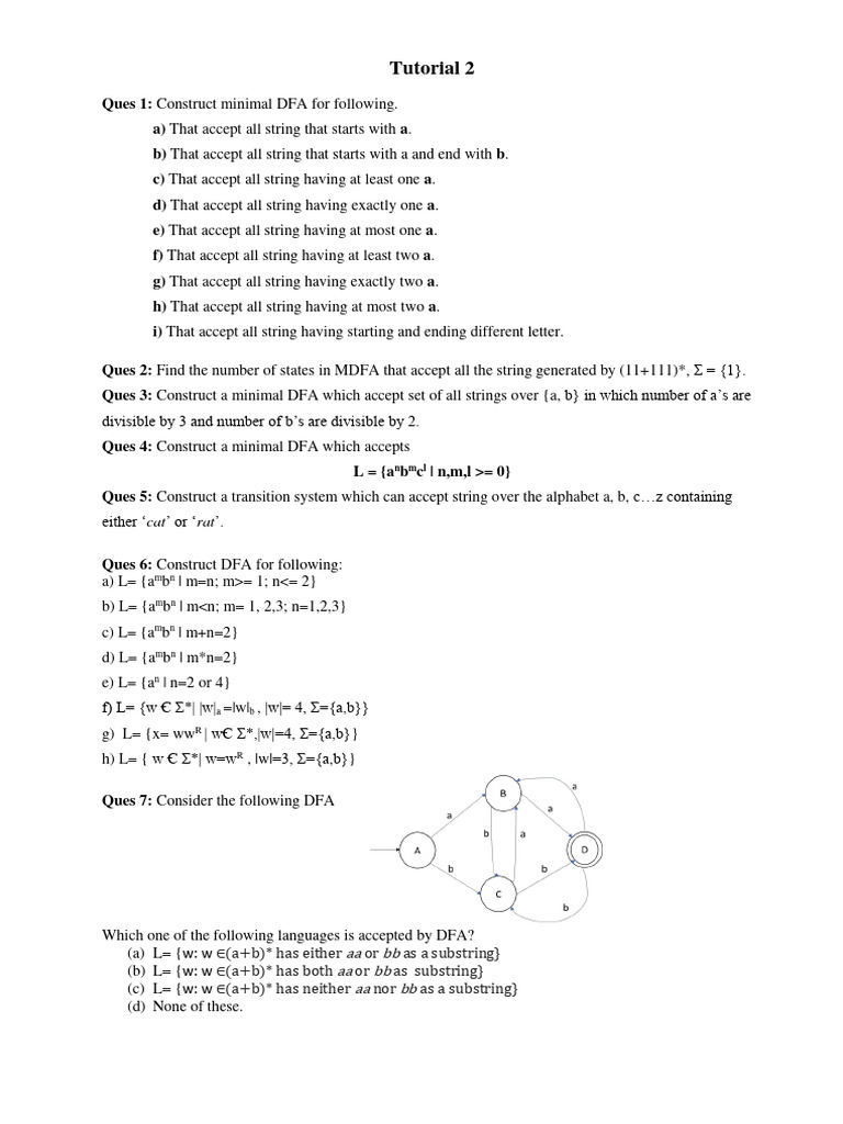 Tutorial Sheet 2 | PDF