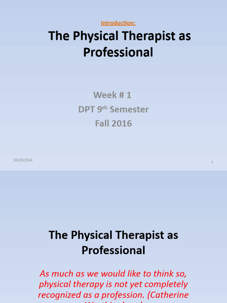 Chapter 1 Introduction The Physical Therapist As Professional | PDF ...