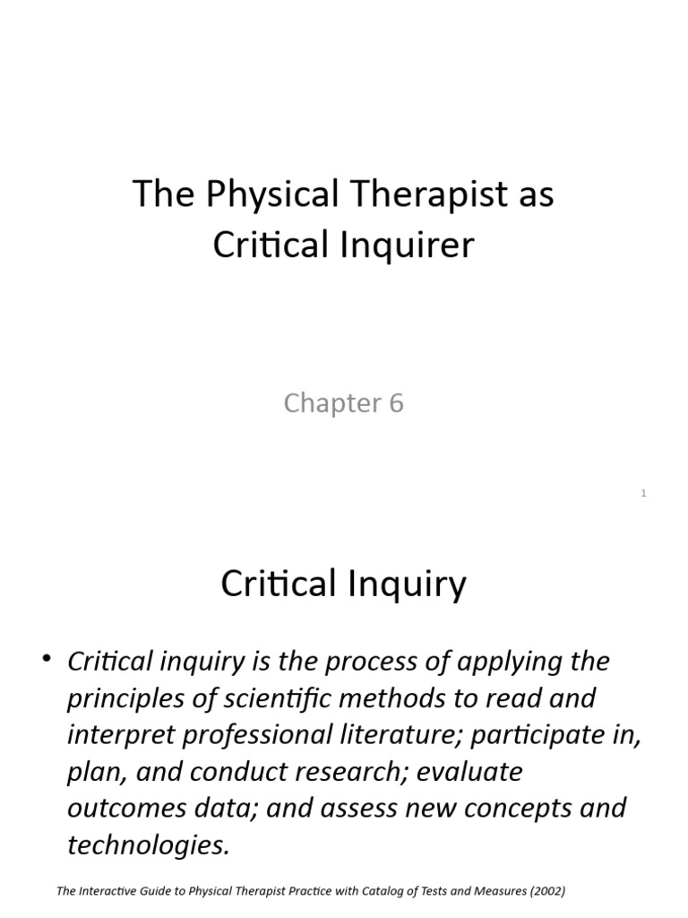 Chapter6 Physical Therapist As Critical Inquirer 1 | PDF | Evidence ...