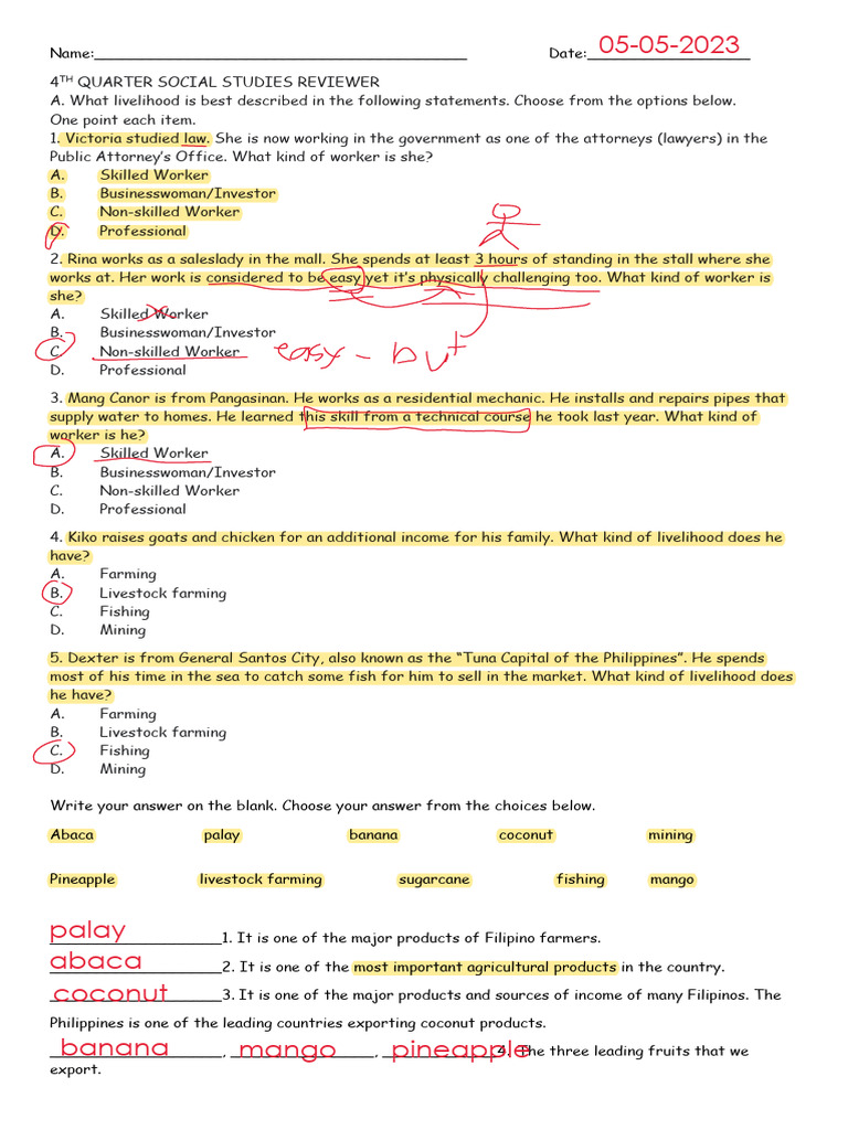 Grade 4 Social Studies Review Guide | PDF | Agriculture | Coconut