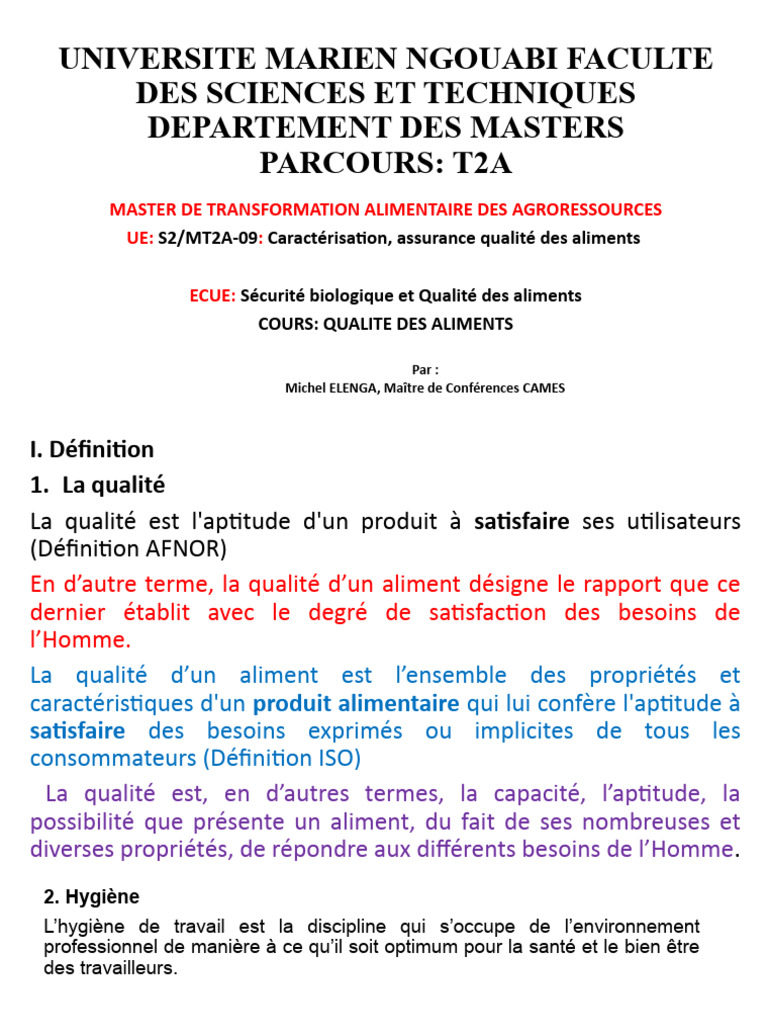 Présentation Cours Qualité Des Aliments.2023 2024 | PDF | Dégustation ... Présentation Cours Qualité Des Aliments.2023 2024 | PDF | Dégustation ...