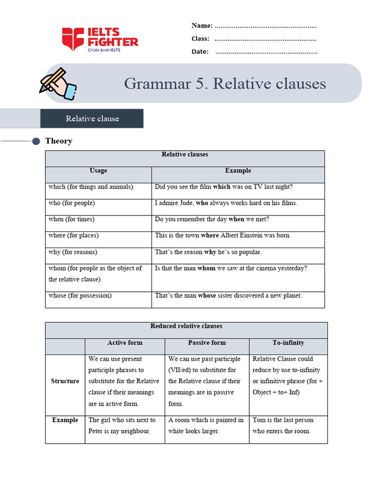 Relative Clauses for Grade 5 Students | PDF | Phrase | Clause