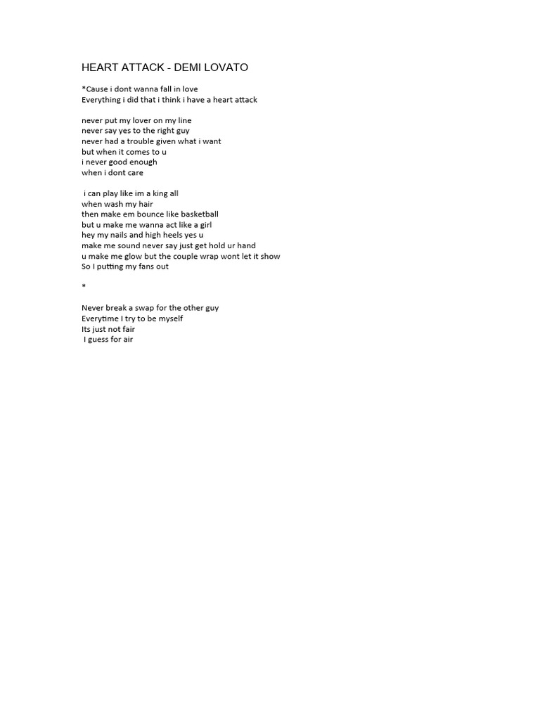 Demi Lovato's Heart Attack Lyrics Analysis | PDF