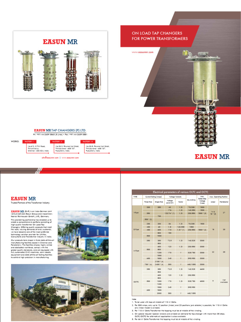 OLTC Brochure | PDF | Transformer | Switch