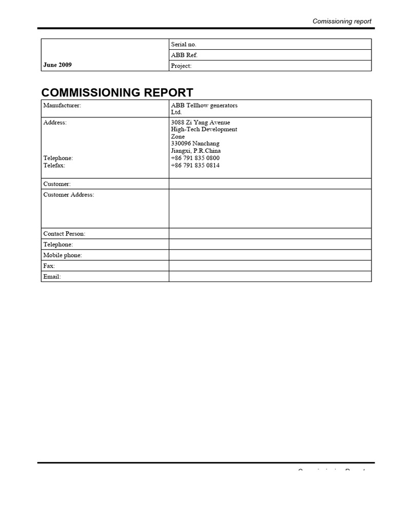 Comissioing report | PDF | Electrical Engineering | Manufactured Goods