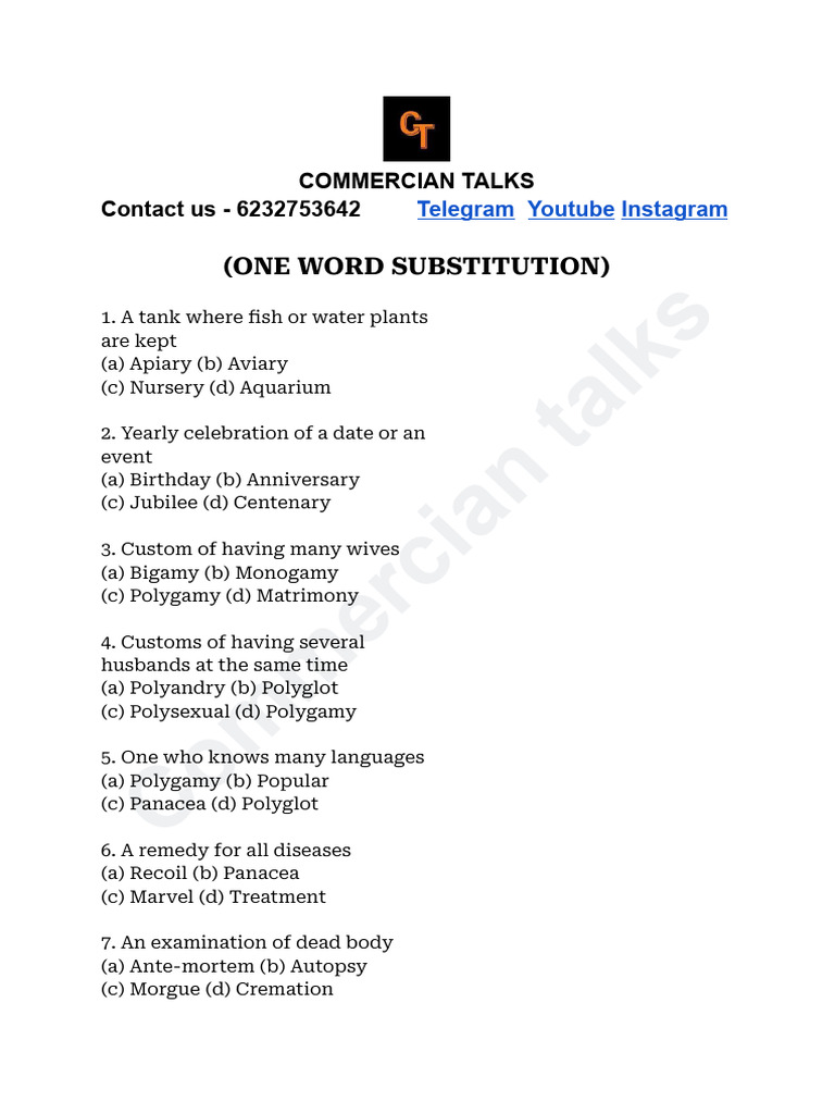 One Word Substitution | PDF | Polygamy