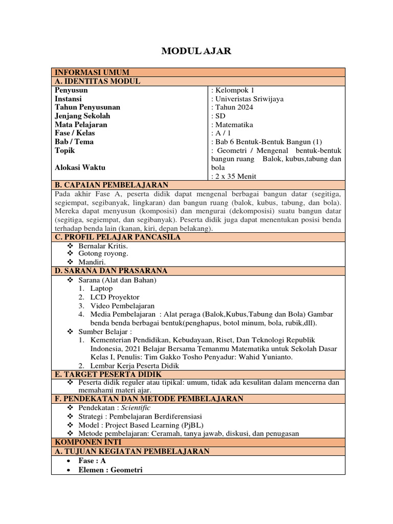 Rancangan Modul Ajar Kelompok 1 | PDF | Seni