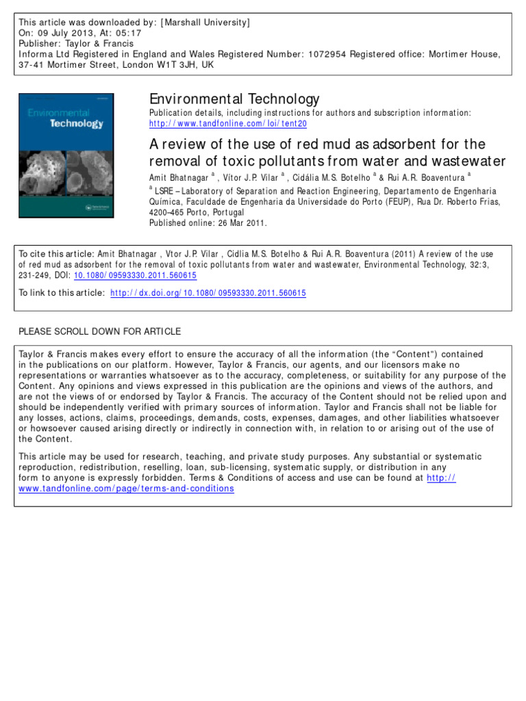 Bhatnagar | PDF | Adsorption | Arsenic