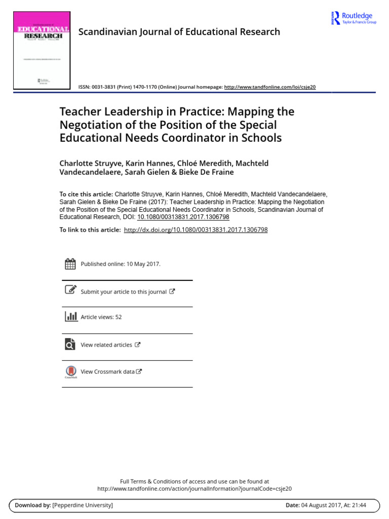 Teacher Leadership in Practice Mapping The SEN | PDF | Leadership ...