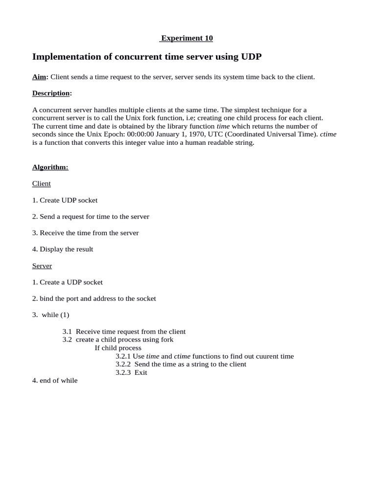 expt_10_time_server | PDF | Computer Programming | Software