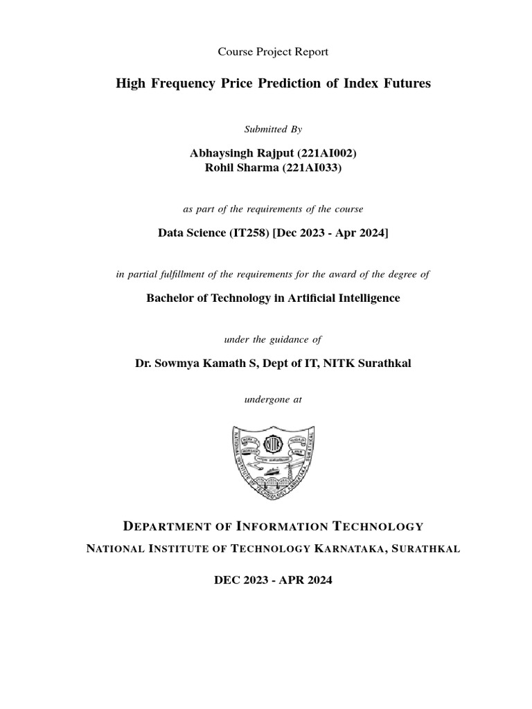 DS Report | PDF | Principal Component Analysis | High Frequency Trading