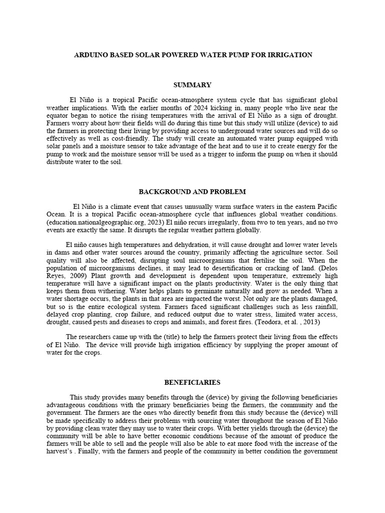 El Nino Issues and Possible Solution (Research Proposal) | PDF ...