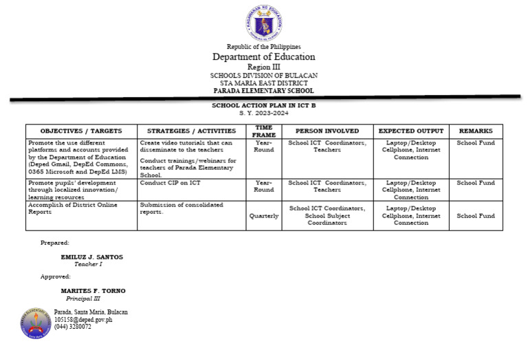 Ict Action Plan 2023-2024 | PDF | Computing