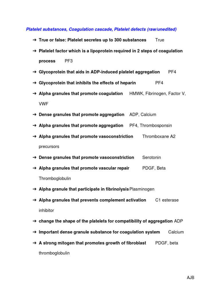 Platelet Function and Coagulation Disorders | PDF | Coagulation | Platelet