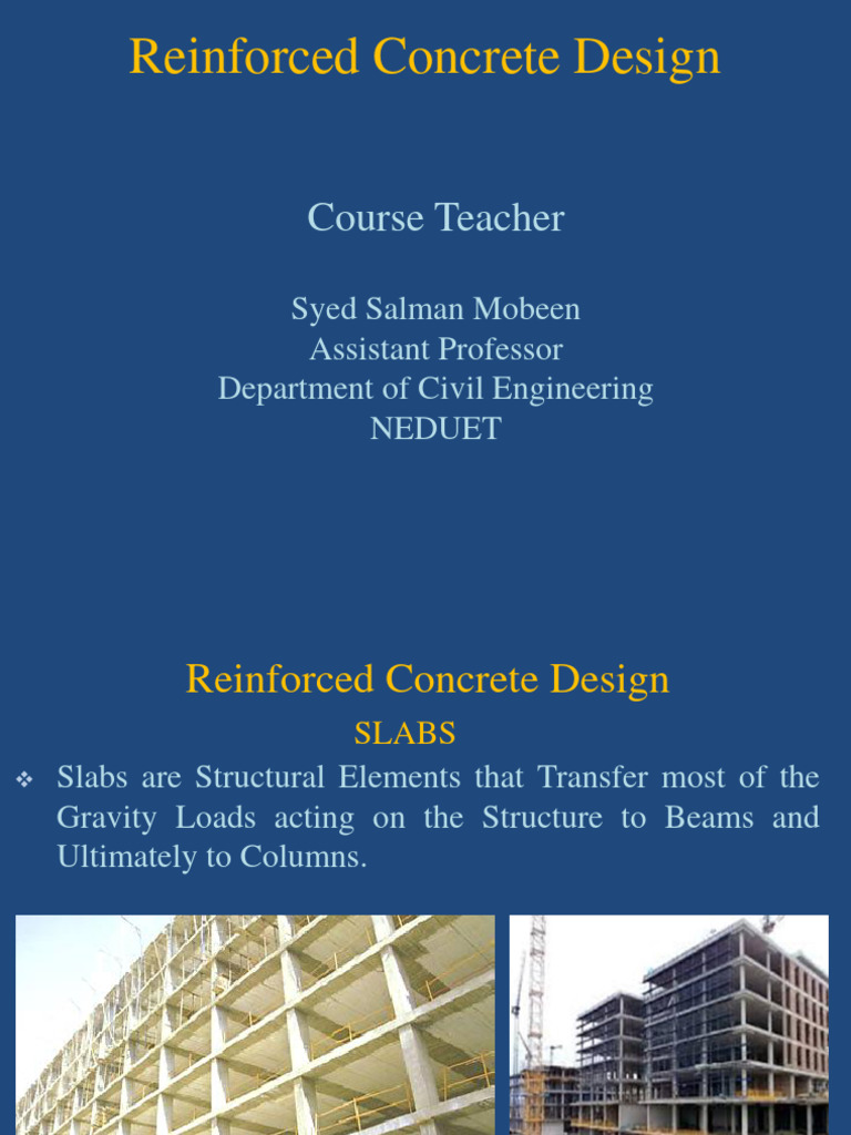 Reinforced Concrete 1 Way Slab Design - ACI 318 - Uni Lec. | PDF | Bending | Reinforced Concrete
