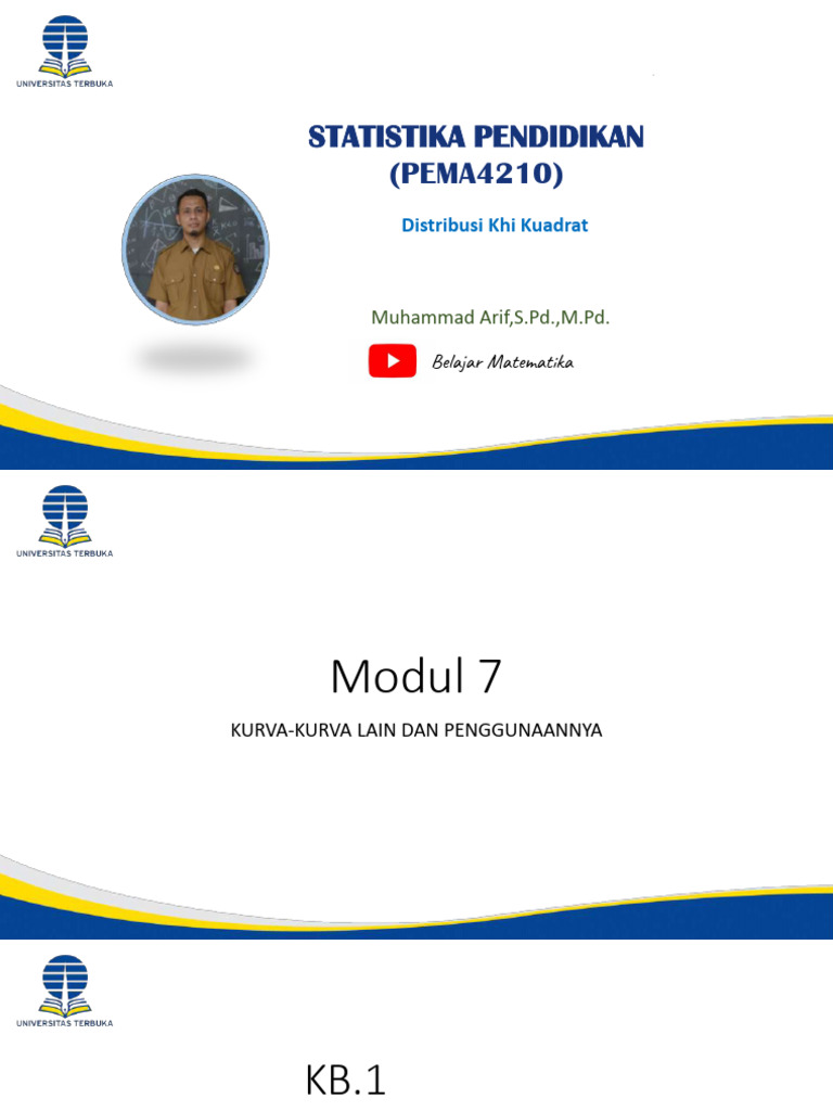 Modul 7 Statistika Pendidikan - Distribusi Khi Kuadrat | PDF | Metode & Bahan Ajar