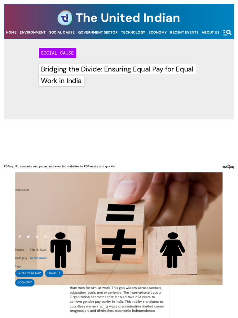 Equal pay for Equal work in India | PDF | Gender Pay Gap | Equal Pay For Equal Work