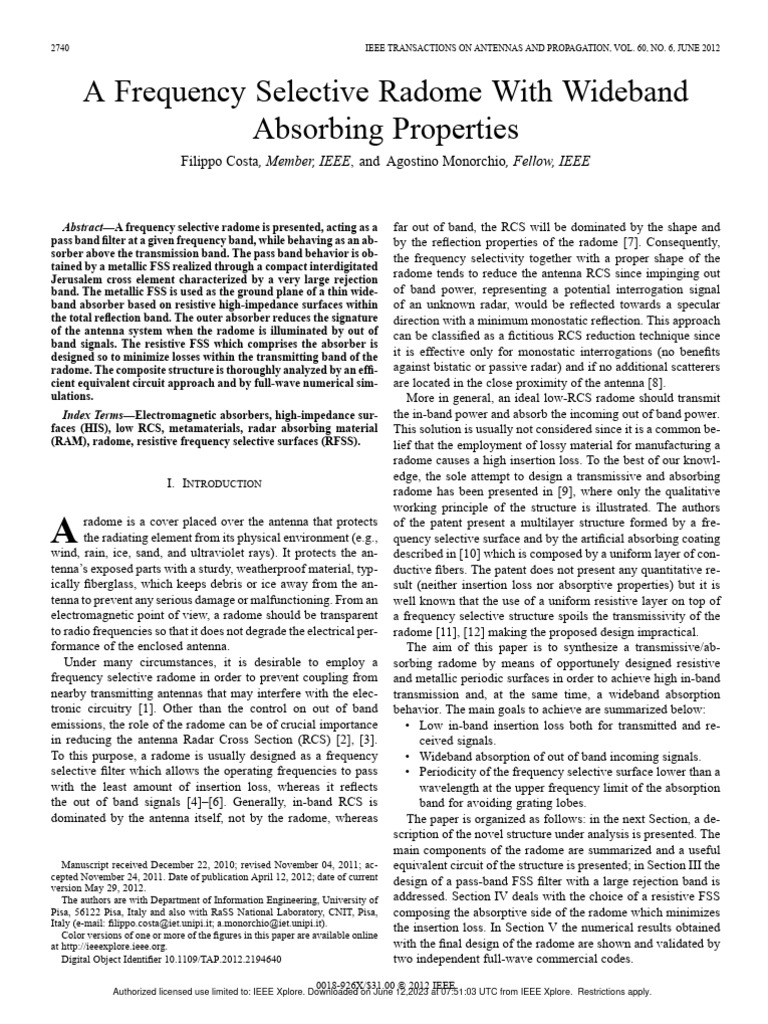 A Frequency Selective Radome With Wideband Absorbing Properties | PDF ...