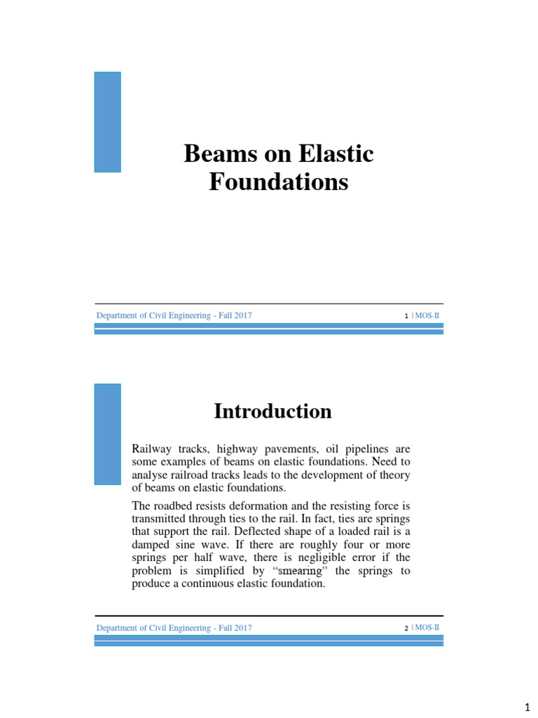 Beams On Elastic Foundations - Mechanics of Solids - Uni Lec ...