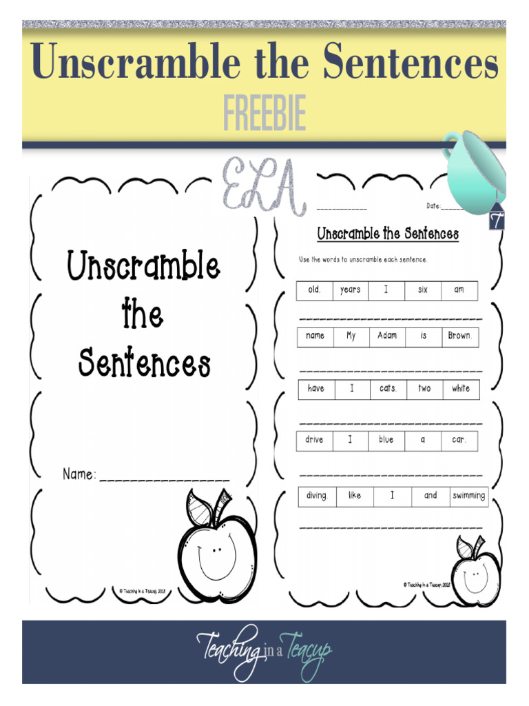 Grade 2 Unscramble Sentences Worksheets | PDF