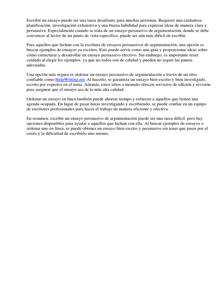 Ejemplos de Ensayos Persuasivos de Argumentación | PDF | Ensayos ...