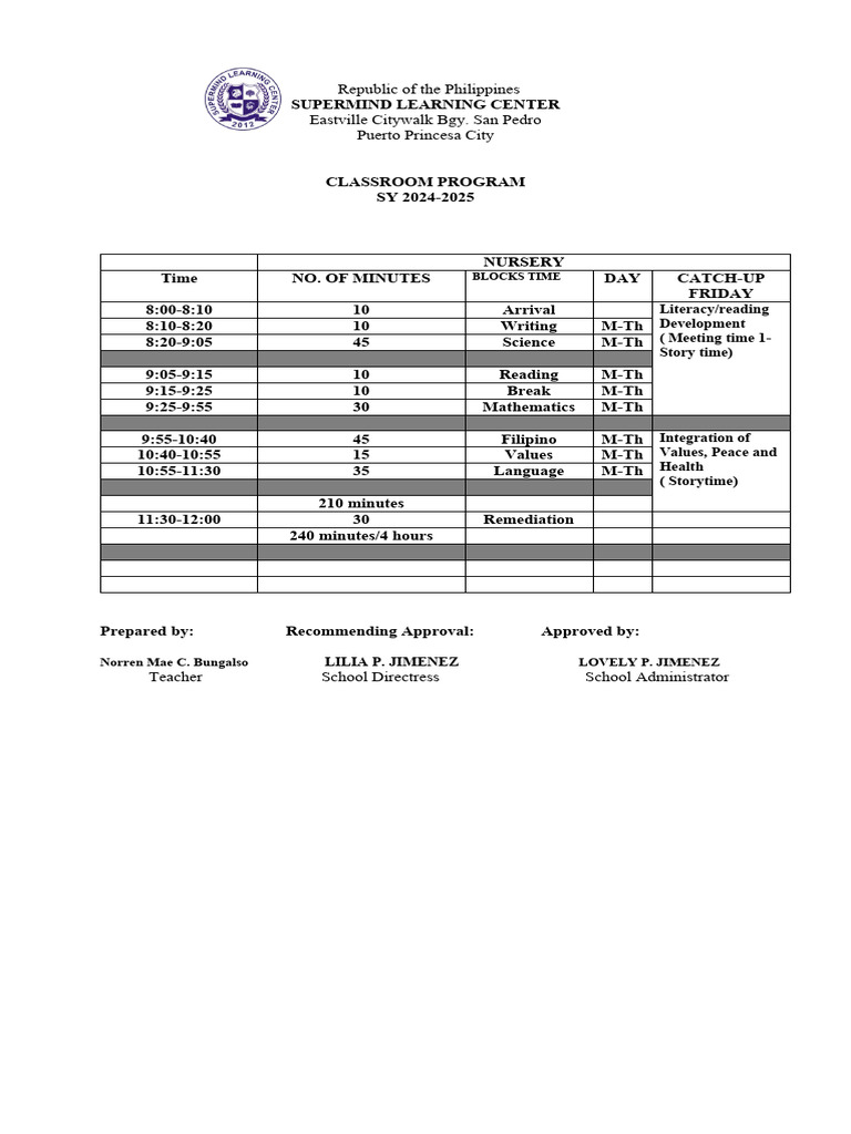Classroom Program 2024 2025 | PDF | Cognitive Science | Applied Linguistics