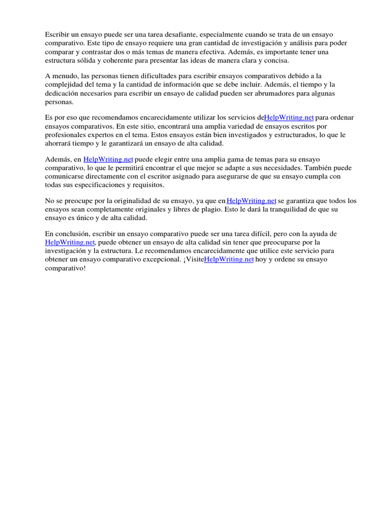 Escribir Un Ensayo Comparativo | PDF | Ensayos | Comunicación humana