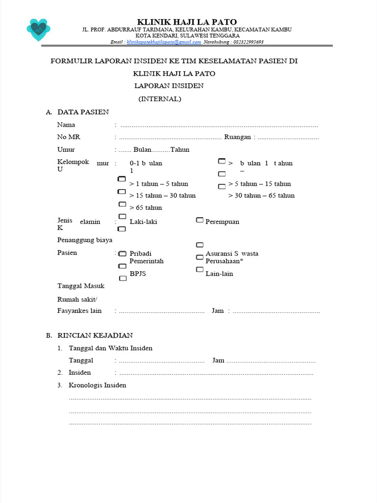 Form Insiden Keselamatan Pasien | PDF