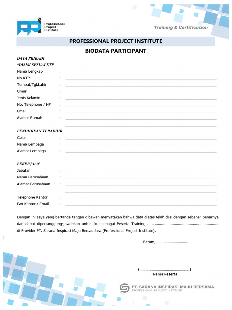 Biodata Peserta Training PPI | PDF | Karier & Perkembangan