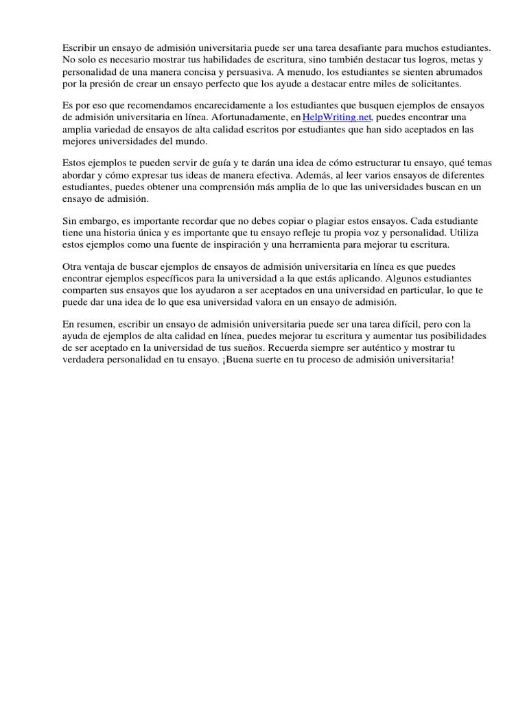 Ejemplos de Los Mejores Ensayos de Admisión Universitaria | PDF ...