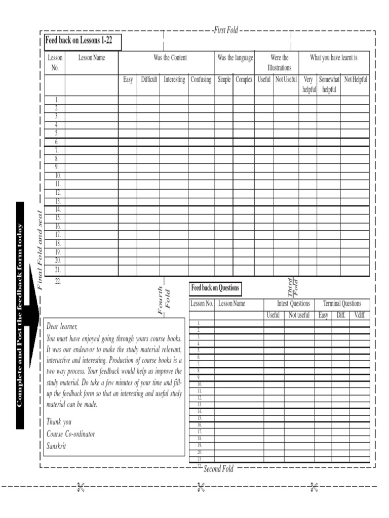 FEEDBACK FORM | PDF | Cognitive Science | Learning