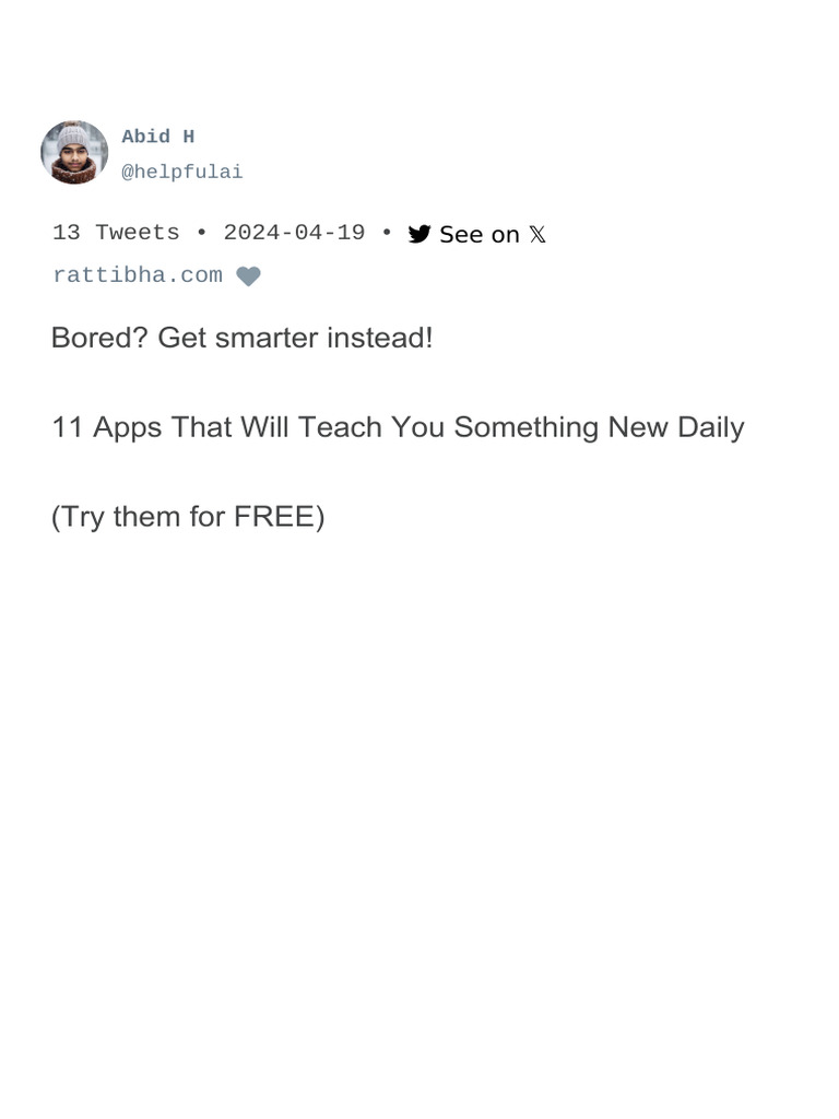 Bored - Get - Smarter - Instead! - 11 - Thread - by - Helpfulai - Apr 19, 24 - From - Rattibha ...