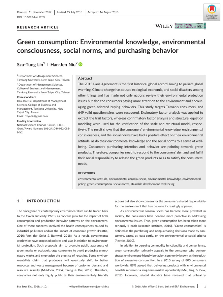 Green Consumption and Consumer Behavior | PDF | Attitude (Psychology ...