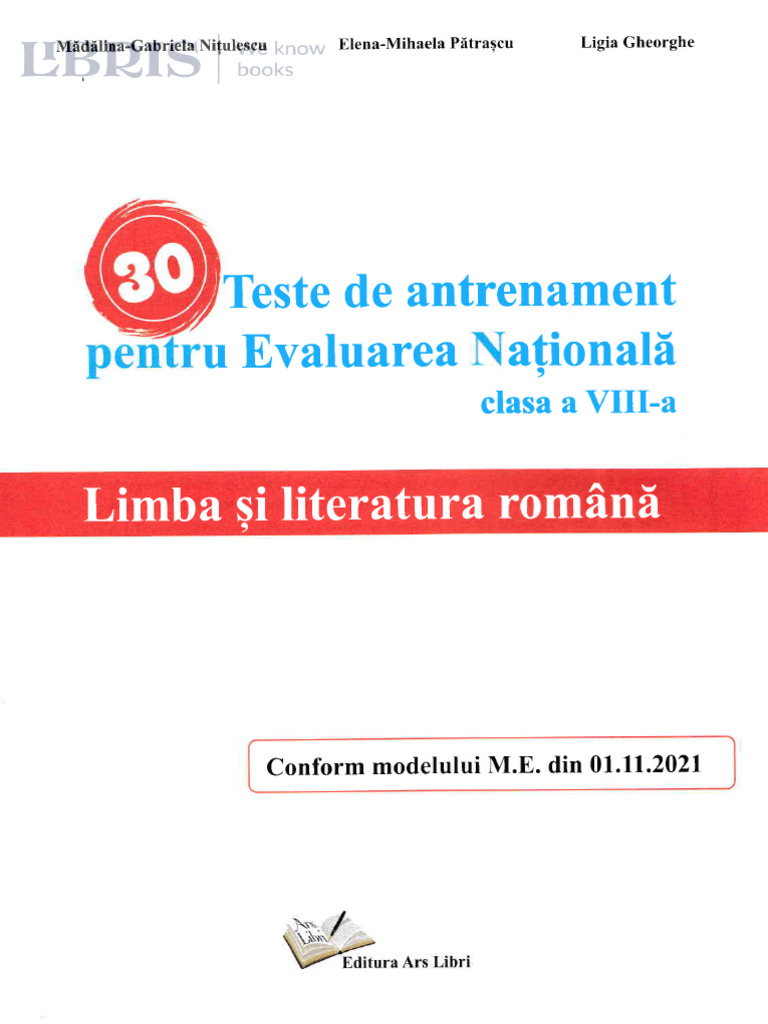 Teste de Antrenament Română Clasa 8 | PDF